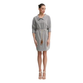 Liu Jo Gestreiftes Hemdblusenkleid mit G&uuml;rtel - - Dresses - Damen - Schwarzk - XL