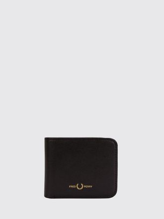 Fred Perry Portefeuille &agrave; deux volets en cuir noir avec logo contrastant