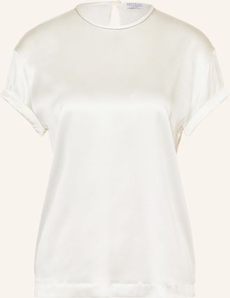 Brunello Cucinelli Brunello Cucinelli Blusenshirt Aus Seide Mit Schmucksteinen beige