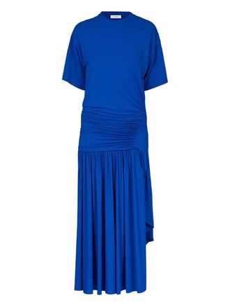 Ferragamo robe mi-longue à taille froncée - Bleu