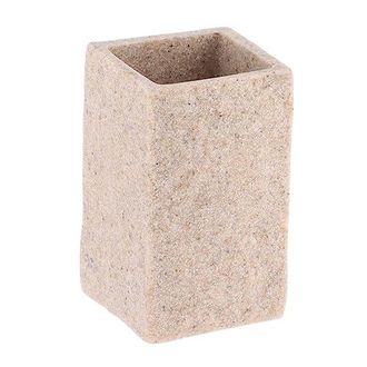 Tendance Gobelet et Porte Brosse &agrave; Dents en r&eacute;sine Beige Aspect Pierre