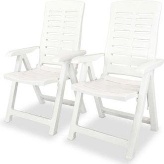 vidaXL Vidaxl - Verstellbare Gartenst&uuml;hle 2 Stk. Kunststoff Wei&szlig; Wei&szlig;