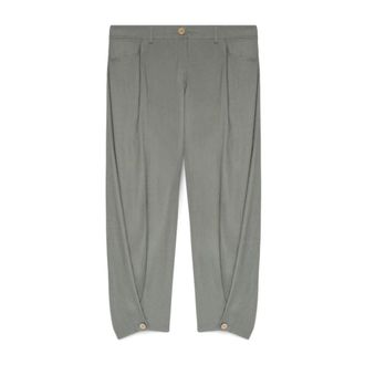 Fiorella Rubino Femme, Pantalons, Vert, Taille: 44 FR Pantalon Balloon en m&eacute;lange de lin