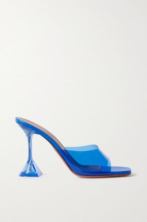Amina Muaddi Lupita Glass Mules Aus Pvc Und Leder - Blau
