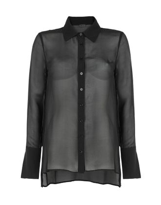 8 by YOOX SILK CHIFFON L/SLEEVE CHEMISIER