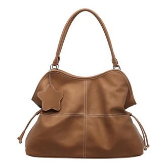 Generic Sac &agrave; main &agrave; bandouli&egrave;re en cuir synth&eacute;tique pour femme et fille - Couleur unie - Pour l&eacute;cole, le travail, un usage quotidien, marron, 17.32x5.12x12.6