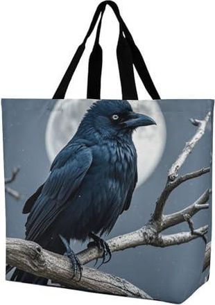 Generic Corbeau De Nuit Sac &Agrave; Bandouli&egrave;re L&eacute;ger Tote Bag Pliable Sac A Main Femmes Pour Gym Quotidienne Shopping