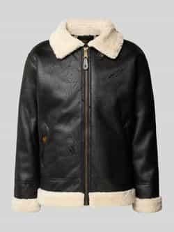 Alpha Industries Relaxed Fit Jacke in Leder-Optik mit Umlegekragen