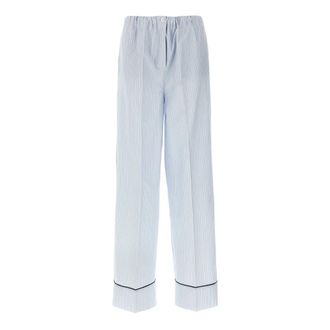 Prada Gestreifte Baumwoll-Popeline-Hose - - Nightwear & Lounge - Damen - Blau - XS