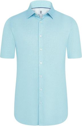 DeSoto Jersey-Kurzarmhemd in Oxford-Struktur mit Kentkragen, Slim in