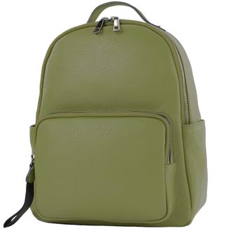 modamoda.de T234 - Damen Rucksack Tasche ital. Echtleder, Farbe:Olivgrün