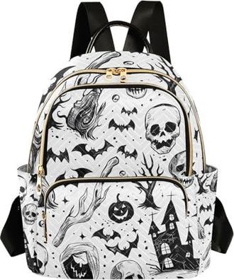 Mnsruu Mini sac à dos pour femme - Motif citrouille et crâne - Squelette - Tendance - Décontracté, Multi554, M