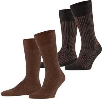 Esprit Illusional Grid Multipack M So coton fantaisie lot de 2 paires, Chaussettes Homme, Multicolore Black Brown Mix 0020, 43-46