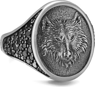 David Yurman chevali&egrave;re Petrvs Wolf en argent sterling pav&eacute;e de diamants (21,5 mm)