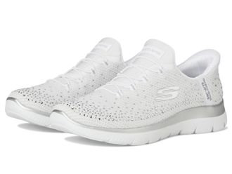 Skechers Damen Summits-Brilliant Shine Hands Free Slip-ins Sneaker, Weiß/Silber = WSL, 36.5 EU