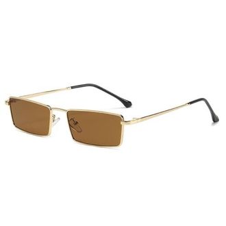 Generic Lunettes De Soleil Carr&eacute;es &Agrave; Petite Monture En M&eacute;tal For Hommes Et Femmes, Conduite Plein Air(Brown)