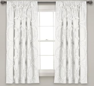 Lush Décor Avon Fenstervorhang Sydney Überwurf-Decke, Polyester, Weiss/opulenter Garten, 54 W x 63 L (Pack of 1)
