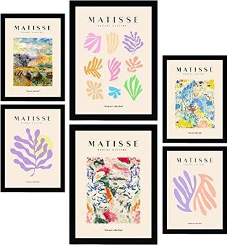 Nacnic Lot de 6 Affiches Henri Matisse. V&eacute;g&eacute;tation. Estampes du fauvisme et de lart abstrait pour larchitecture dint&eacute;rieur et la d&eacute;coration. A3 et A4, cadres