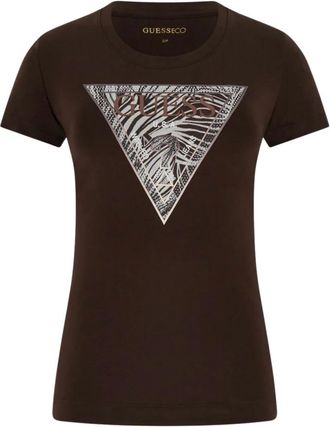 Guess Femme, Tops, Brun, Taille: 42 FR Zebra Triangle Tee