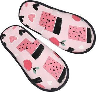 Generic &eacute;l&eacute;gant Hiver Pantoufles Pommes en forme de coeur Fleur Art Floresal Maison Pantoufles Confortable Chaussons Femme pour Homme Ext&eacute;rieur Femme M