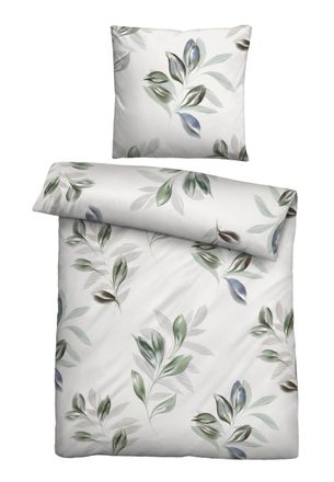 Biberna Feinbiber Bettw&auml;sche 0004105 BL&Auml;TTER 1x 135x200 cm + 1x 80x80 cm, fichte