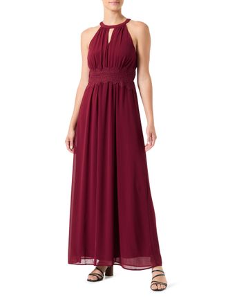Vila Damen Vimilina Halterneck Maxi Dress-Noos Kleid, Cabernet/Detail:Elastic,40