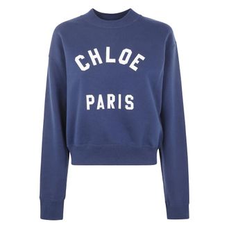 Chlo&eacute; Femme, Sweatshirts et sweats &agrave; capuche, Bleu, Taille: 38 FR SweaT-shirt Col Rond &Eacute;l&eacute;gant