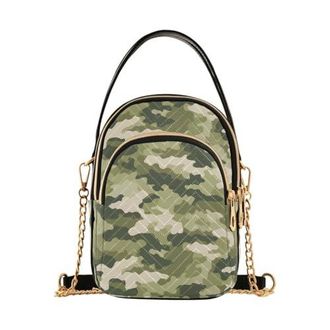 Mnsruu Sac &agrave; bandouli&egrave;re camouflage vert camouflage petit sac &agrave; main en cuir pour femme