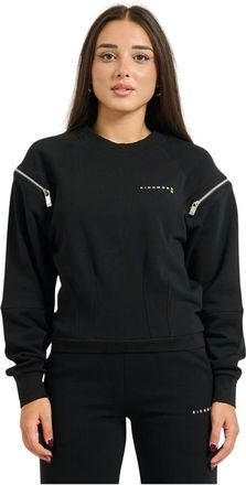 John Richmond Femme, Sweatshirts et sweats &agrave; capuche, Noir, Taille: 36 FR Sweat ras du cou avec zip sur la manche