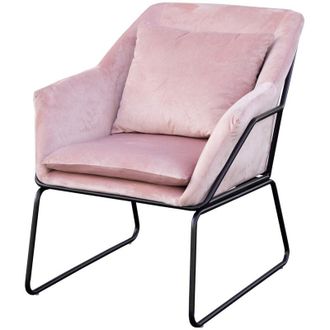 SVITA Josie Loungesessel gepolstert mit Armlehne Metallgestell Samtbezug Rosa - Svita