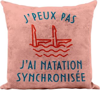Fabulous Kissen aus Kunstleder, Rosa, Motiv JPeux pas JAi Synchronschwimmen, 40 x 40 cm, Leder-Haptik, inkl. Bezug und Kissen