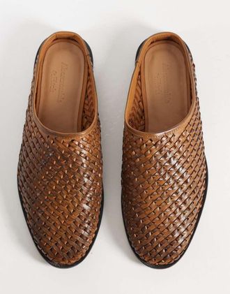 Abercrombie & Fitch Mules en cuir tress&eacute; - Marron