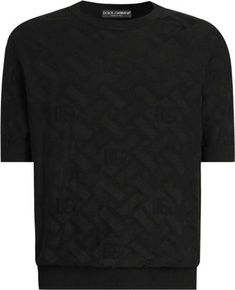 Dolce & Gabbana Homme, Pulls, Noir, Taille: XL Pull en soie micro-point Dolce & Gabbana