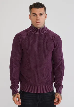 Siksilk Herren Weinrot Stehkragen Pullover XXL