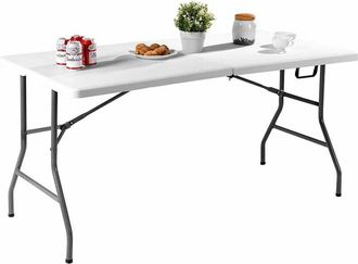 Costway Costway - Table de Camping Table Pliante Table Jardin Blanche 1507274cm
