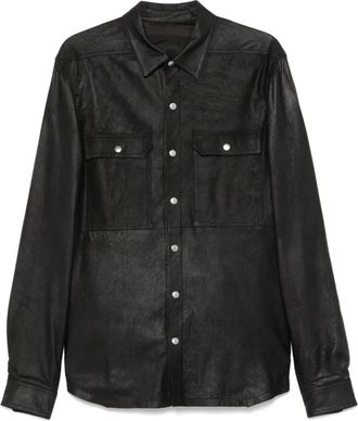 Rick Owens Homme, Vestes, Noir, Taille: XL Veste Noire en Agneau pour un Look &Eacute;l&eacute;gant