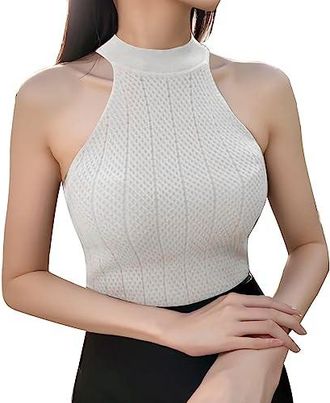 Generic D&eacute;bardeurs habill&eacute;s tendance pour femme - Col haut - Ample - Basique - Sans manches - Coupe ample - Pour l&eacute;t&eacute; 2025 - D&eacute;contract&eacute; - Coupe ajust&eacute;e - Cou