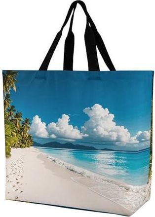 Generic Plage Blanche, Mer Tropicale Sac A Main Femme Pliable Sacs D&eacute;contract&eacute; Sac Fourre Tout Pour Gym Travail Voyage