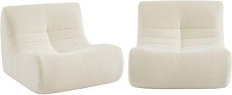Sweeek Sweeek - 2er-Set modulare 1-Sitzer Sessel mit strukturiertem Bouclé-Bezug, Bouclé, Weiß