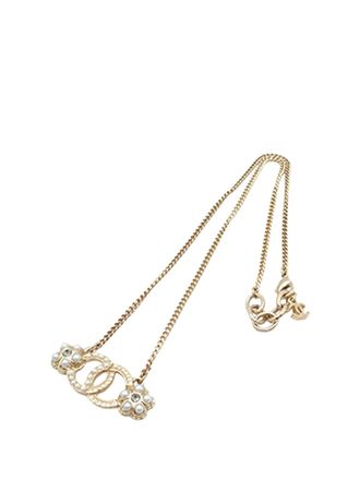 Chanel collier en or plaqu&eacute; &agrave; perles artificielles et strass CC (2018)