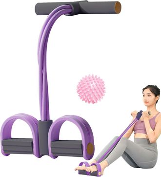 Generic Elastischer Pedalwiderstand - Tragbares 4-Rohr Spannband, Sitzseil für Fitnessübungen, Widerstandsverstärkung | Kompaktes Trainingsgerät mit C