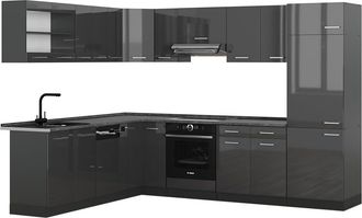 Vicco Eckk&uuml;che R-Line, Anthrazit Hochglanz/Anthrazit, 227 x 287 cm, AP Anthrazit