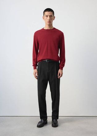 Mango Pull 100 % laine m&eacute;rinos maille fine rouge moyen - Homme - M - MANGO MAN