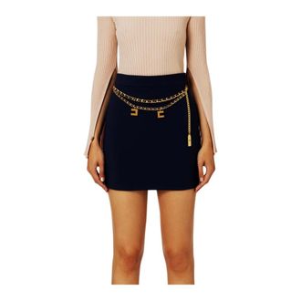 Elisabetta Franchi Femme, Jupes, Noir, Taille: 40 FR Mini-jupe Stretch Cr&ecirc;pe avec Ceinture