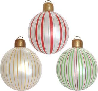 Generico Weihnachtskugeln, 30 cm, 3 Stück, aufblasbare Weihnachtsdekorationen, aufblasbar, Weihnachten, Tanz, Weihnachten, gestreiftes Design, PVC, Explosionsd