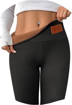 ORANDESIGNE Leggings dhiver pour Femme Thermique Doubl&eacute; en Polaire Pantalon Taille Haute Chaud Extensible Slim Pants &Eacute;pais Stretch Casual Leggings Collant D Noir 