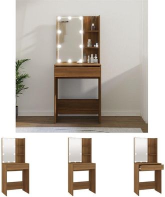 vidaXL Vidaxl - The Living Store Schminktisch mit led Braun Eichen-Optik 60x40x140 cm - Schminktische - Braun