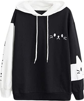 ORANDESIGNE Femmes Ours Hoodie Anime Kawaii Sweat &agrave; Capuche &agrave; Manches Longues Col Ras du Cou Hauts Harajuku Streetwear Kpop V&ecirc;tements surdimensionn&eacute; Automne Hiver
