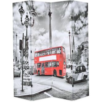 vidaXL Raumteiler klappbar 160 x 170 cm London Bus Schwarz-Wei&szlig; Vidaxl