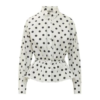 Fiorucci Hemdkragen aus Krepp de Chine mit Polka Dots - - Blouses & Shirts - Damen - Wei&szlig; - 2XS